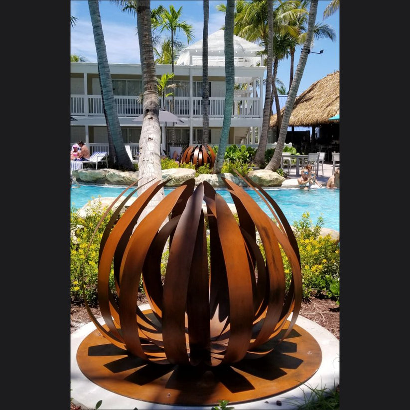 Steel Sculpture Rust Patina Outdoor Sculpture Landscape Art- Fire Pit ...